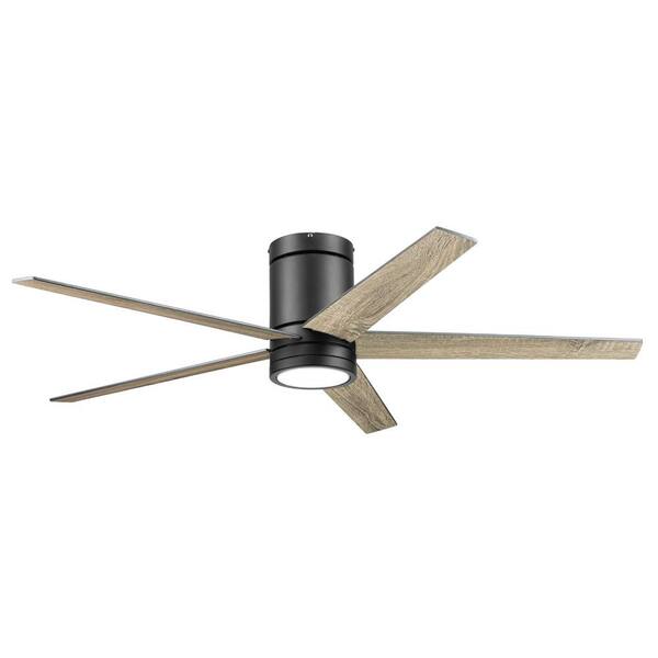 Honeywell Graceshire 52 in. Color Changing LED Indoor Flush Mount Matte Black Ceiling Fan with ...