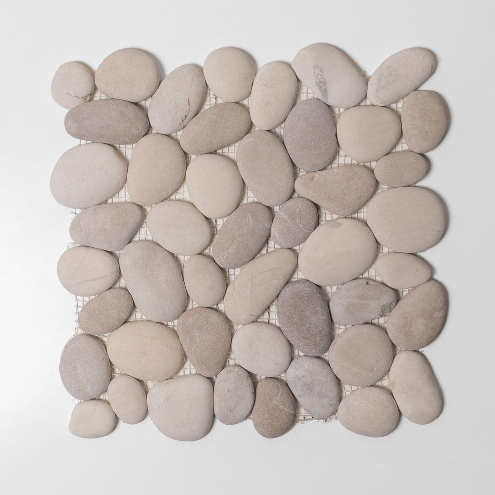 CRUZ BAY STUDIO Supreme Stone Mosaic 5 in. x 7 in. Vintage Cream and ...