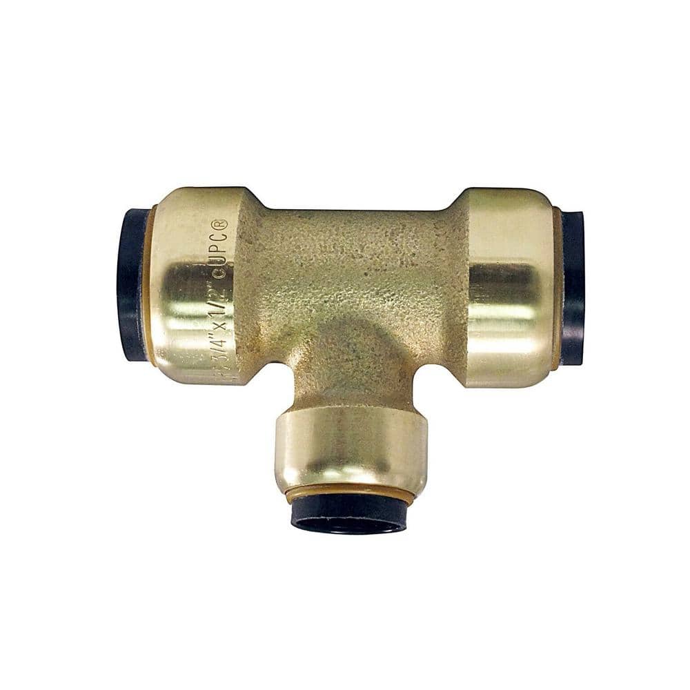 Tectite 3/4 in. x 3/4 in. x 1/2 in. Brass Push-to-Connect Reducer Tee ...