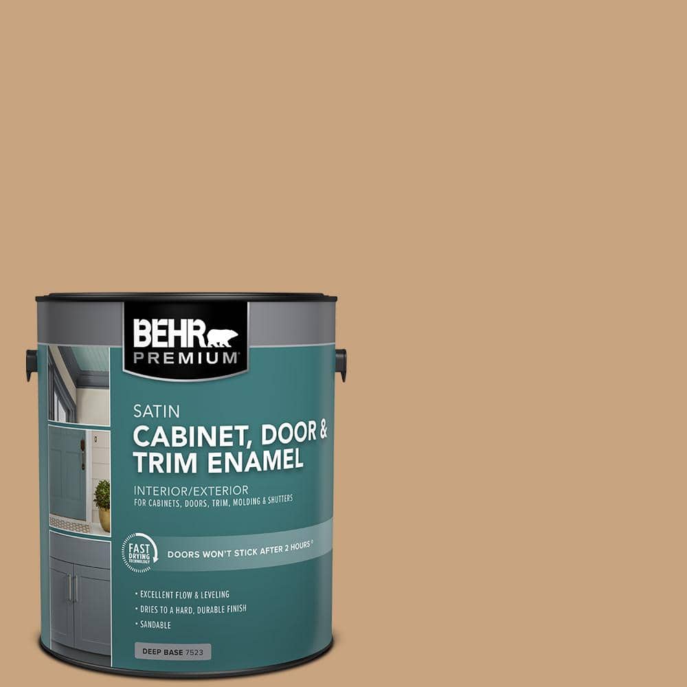BEHR PREMIUM 1 gal. #S260-4 Pelican Tan Satin Enamel Interior/Exterior ...