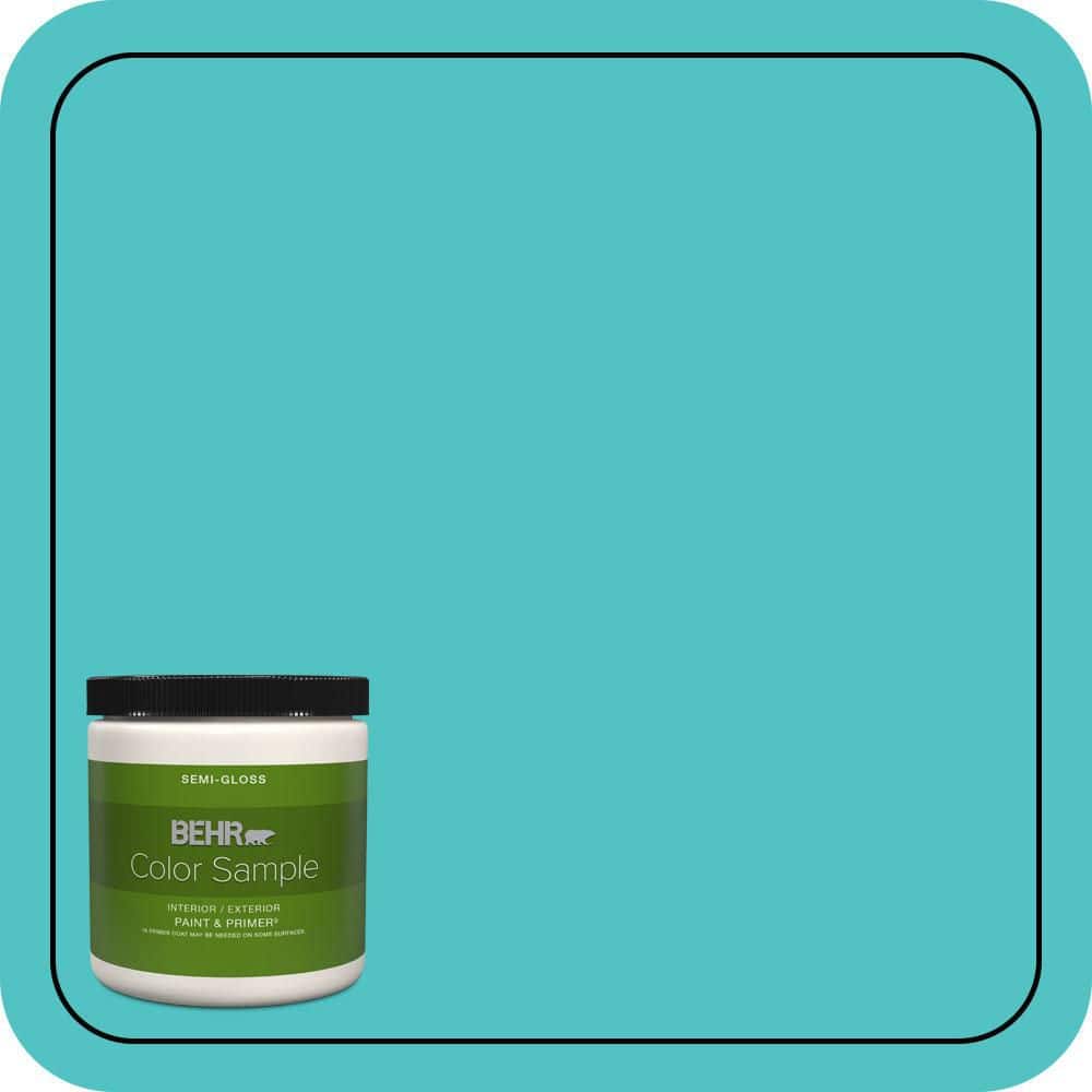 BEHR PREMIUM PLUS 8 oz. #500B-4 Gem Turquoise Semi-Gloss Interior ...