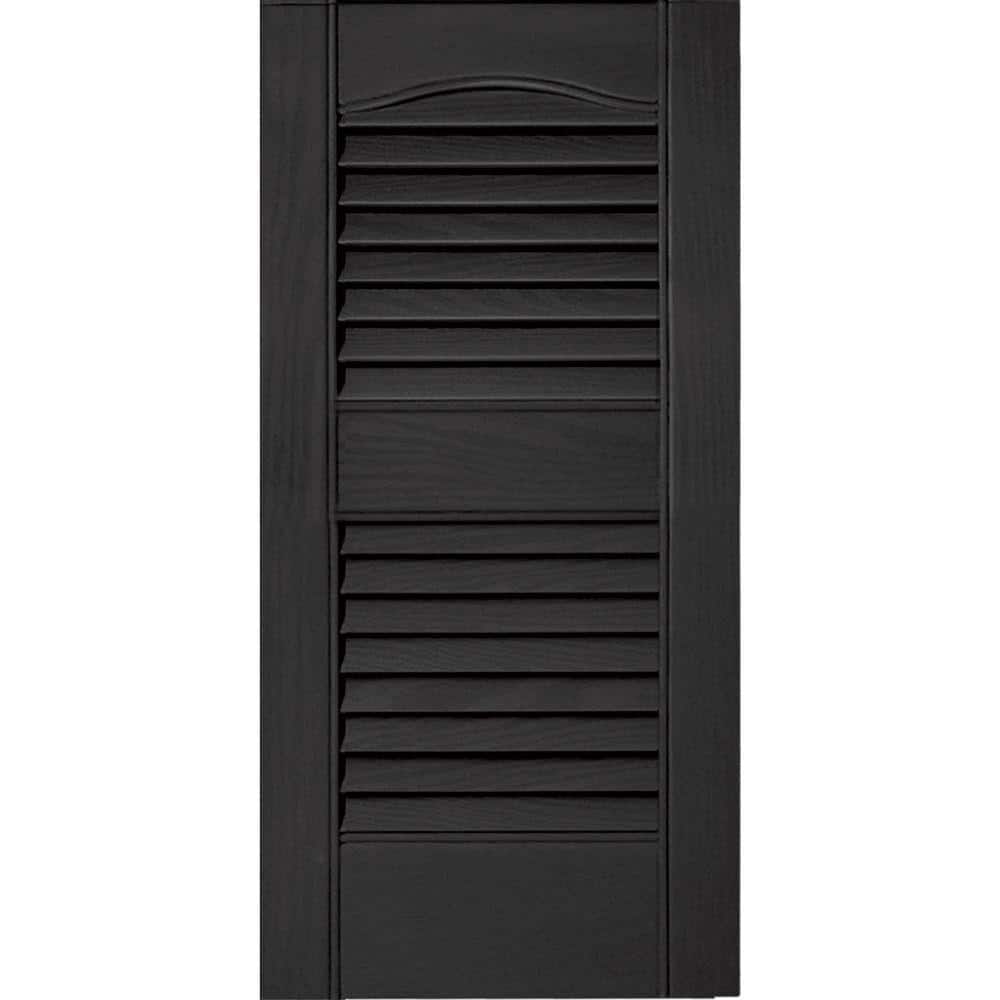 Builders Edge 12 in. x 25 in. Louvered Vinyl Exterior Shutters Pair ...