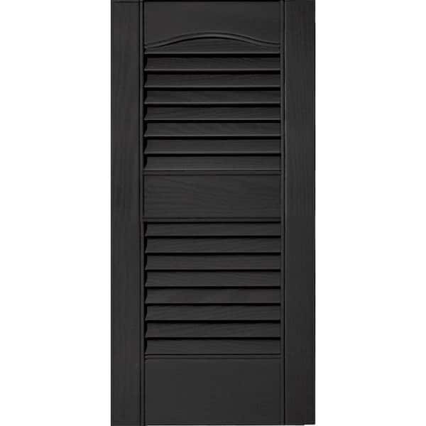 Builders Edge 12 in. x 25 in. Louvered Vinyl Exterior Shutters Pair ...