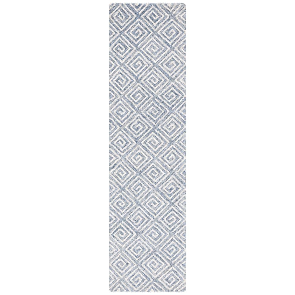 SAFAVIEH Metro Light Blue/Ivory 2 ft. x 9 ft. Greek Key Runner Rug ...