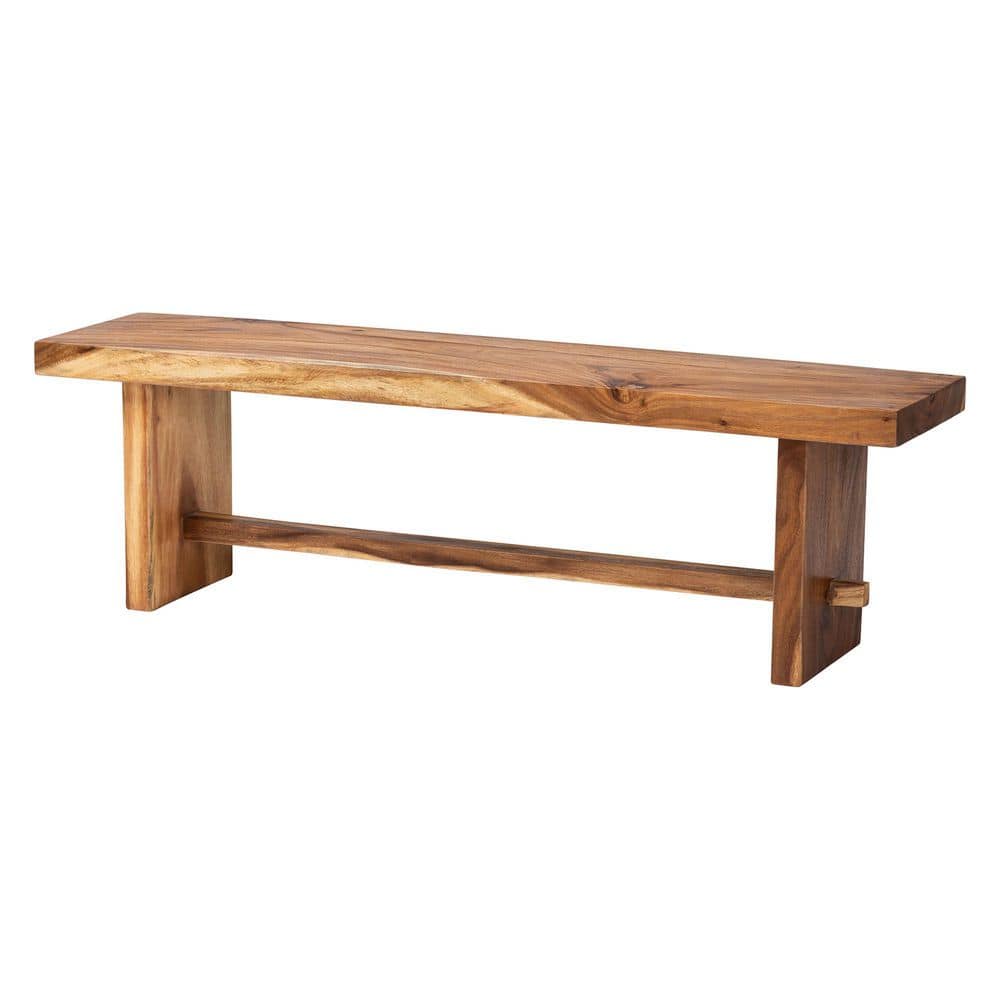 bali & pari Biyu Natural Brown Suar Wood Dining Bench 262-14330-HD ...