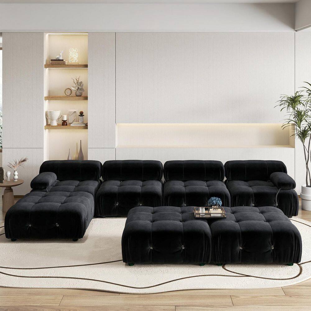 Magic Home Chameleon 138 in. Square Arm 7-piece Modern Velvet Modular ...