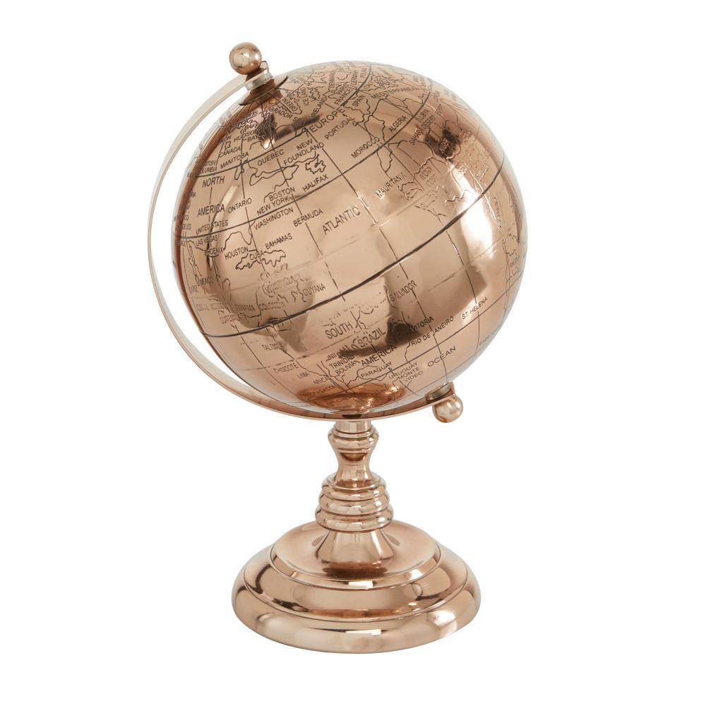 Litton Lane 11 in. Rose Gold Aluminum Decorative Globe 67798 - The Home ...