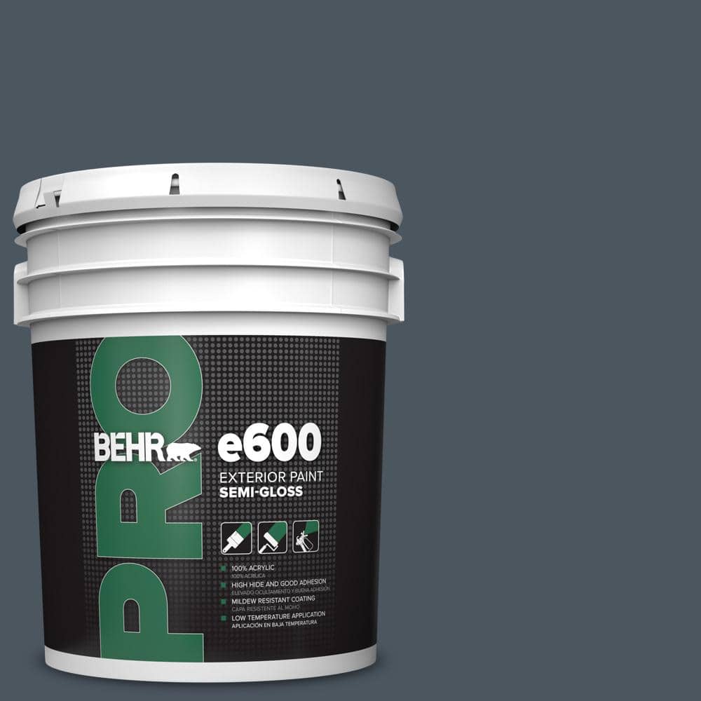 BEHR PRO 5 gal. #N480-7 Midnight Blue Semi-Gloss Acrylic Exterior Paint ...