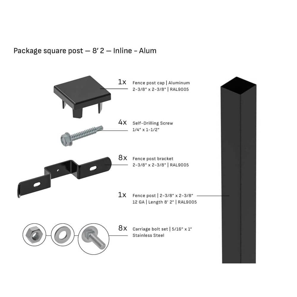 TARTER Square 2-3/8 in. x 2-3/8 in. x 8 ft. 2 ft. Aluminum Cap Inline ...