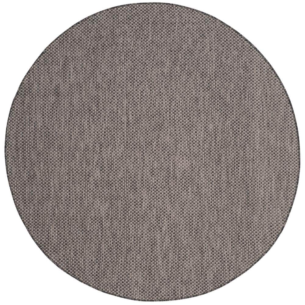 SAFAVIEH Courtyard Black/Beige 9 ft. x 9 ft. Solid Distressed Indoor ...