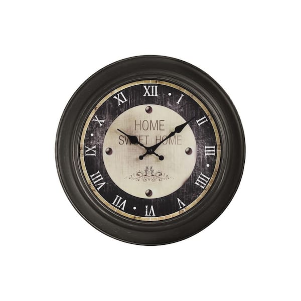 16 in. Round Transitional Brown Analog Wall Clock CKJY2514-B - The Home ...