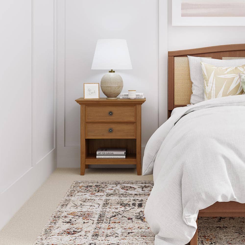 Amherst Solid Wood Bedside Table in Light Golden Brown