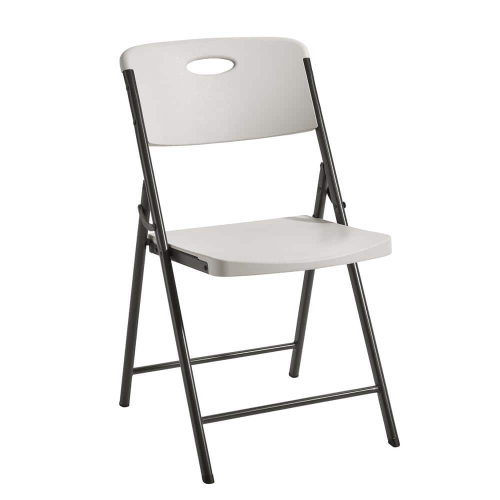 HDX Metal Frame Almond Resin Seat Indoor/Outdoor Folding Chair THD ...