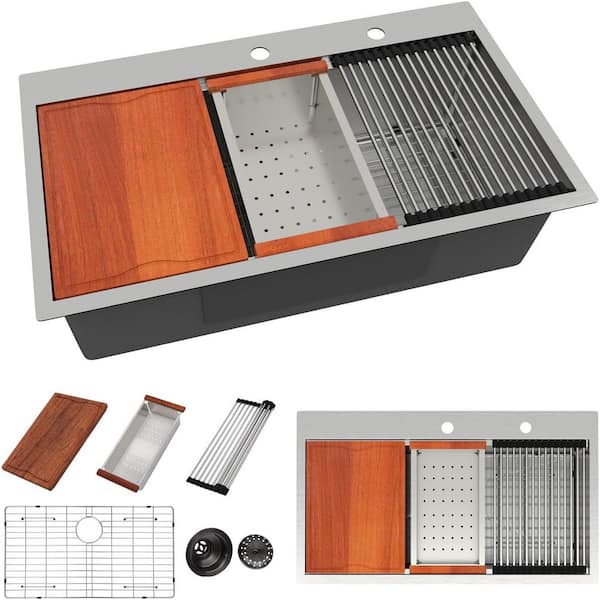 Golden Vantage HEX 33 in. Drop-in Single Bowl Stainless Steel ...