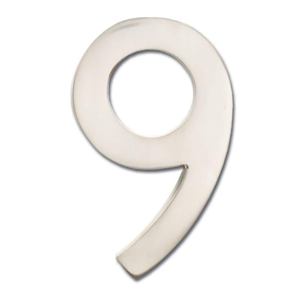 Architectural Mailboxes 4 in. Satin Nickel Floating House Number 9 ...