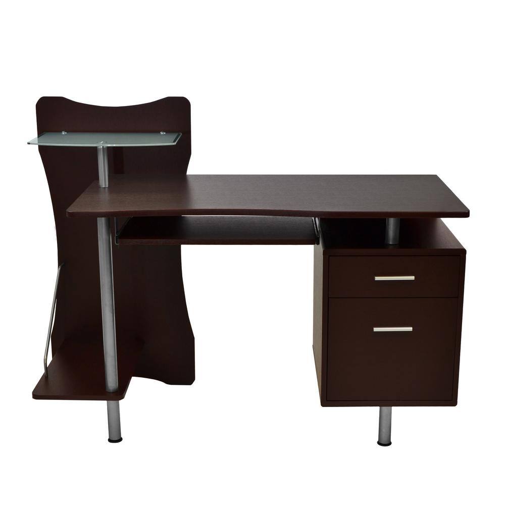 51 in. Retangular Chocolate Computer Desk with Storage LC-953192 - The ...