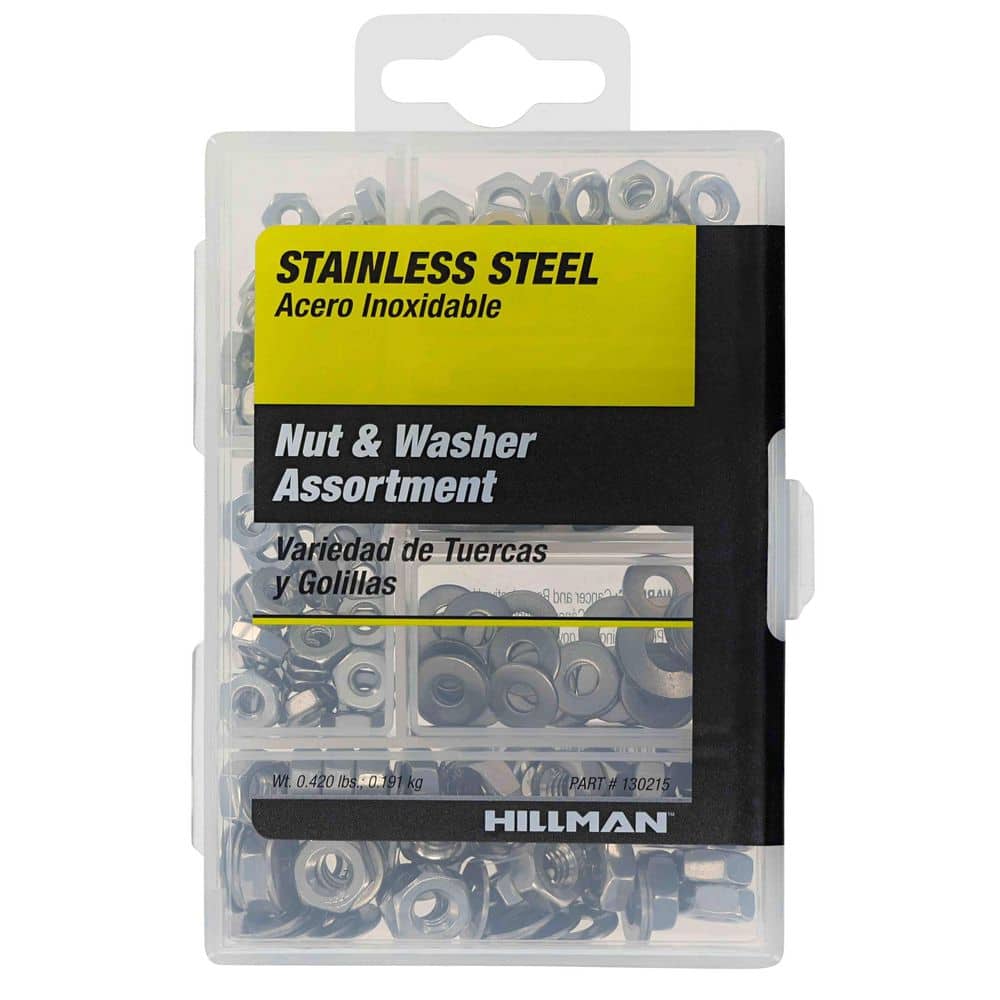 Hillman Stainless Steel Nut and Washer Assorted Kit (225-Pack) 130215 ...