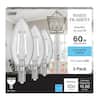 Feit Electric 60-Watt Equivalent B10 E12 Candelabra Dim White Filament Clear Glass Chandelier ...