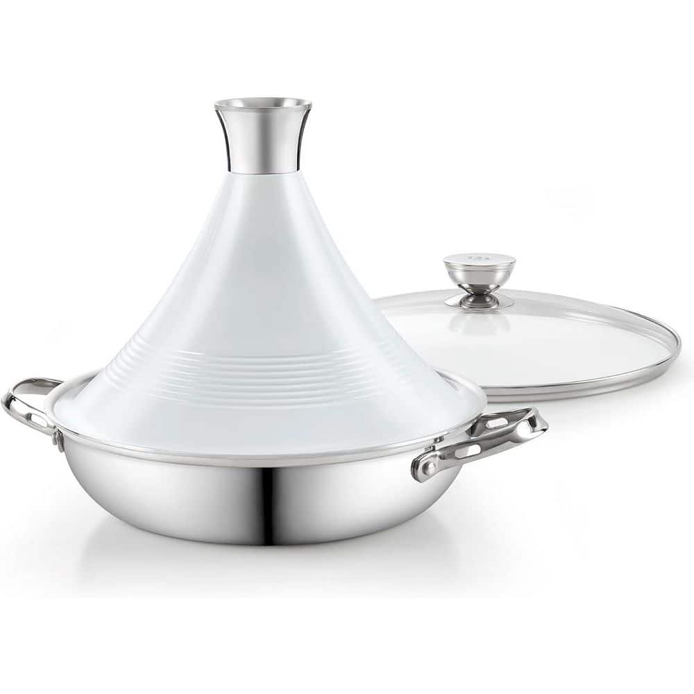 DM 11 in. 3.6 qt. Multi-Ply Clad Stainless Steel Tagine Pot Traditional ...