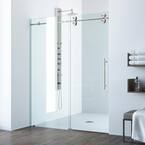 DreamLine Enigma Air 56 in. to 60 in. x 76 in. Frameless Sliding Shower Door in Brushed ...