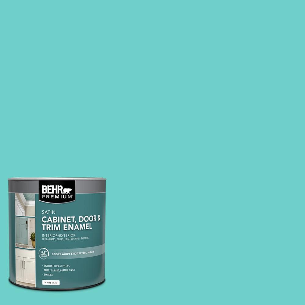 BEHR PREMIUM 1 qt. #P450-4 Hidden Sea Glass Satin Enamel Interior ...