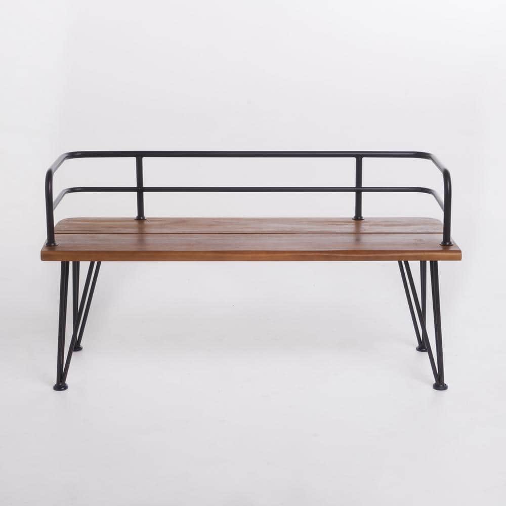 TANKY TRADING INC Outdoor Wood and Metal bench for Garden Patio, Dark ...