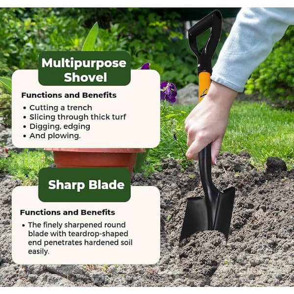 Ashman Online Short Handle Digging Shovel 27 in. Length Sturdy Shovel ...