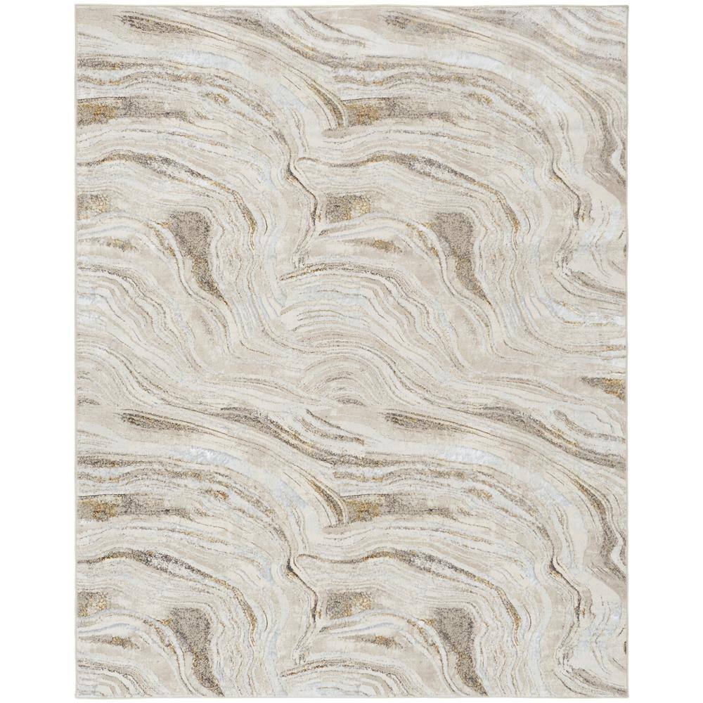 Nourison Glam Grey Gold 9 ft. x 12 ft. Abstract Contemporary Area Rug ...