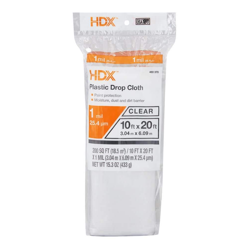 HDX 10 ft. x 20 ft. Clear Plastic Drop Cloth DCHD1020-1 - The Home Depot