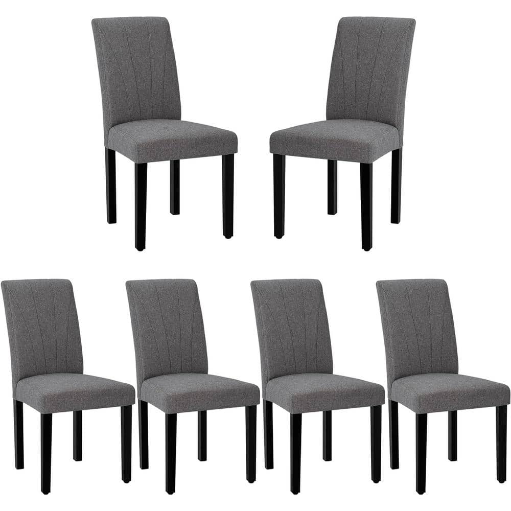 VECELO Gray Fabric Dining Chairs Modern and Solid Wood Legs and High ...