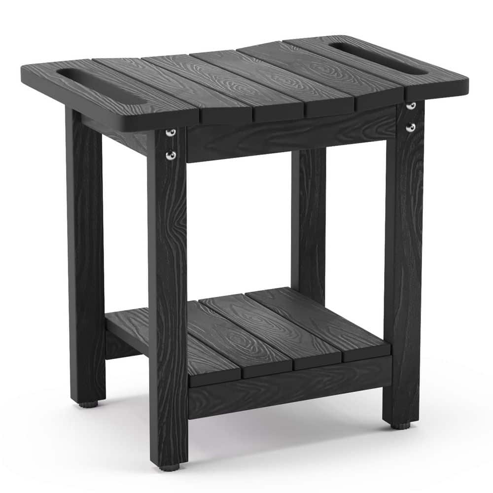 Wudkey Non-Slip High Density Polystyrene Shower Bench in Black with ...