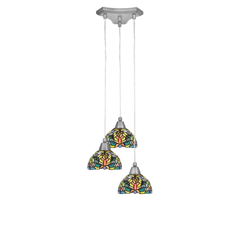 Condor 3 Light Brushed Nickel, Cluster Pendant Light with 7 in ...