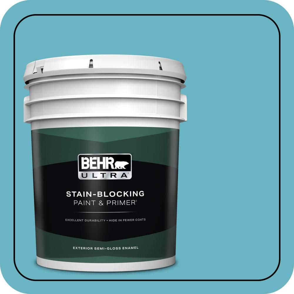 BEHR ULTRA 5 gal. #530D-5 Riverside Blue Semi-Gloss Enamel Exterior ...