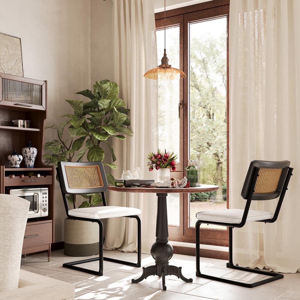 JOYSIDE Upholstered Rattan Outdoor Dining Side Chairs with Cane ...