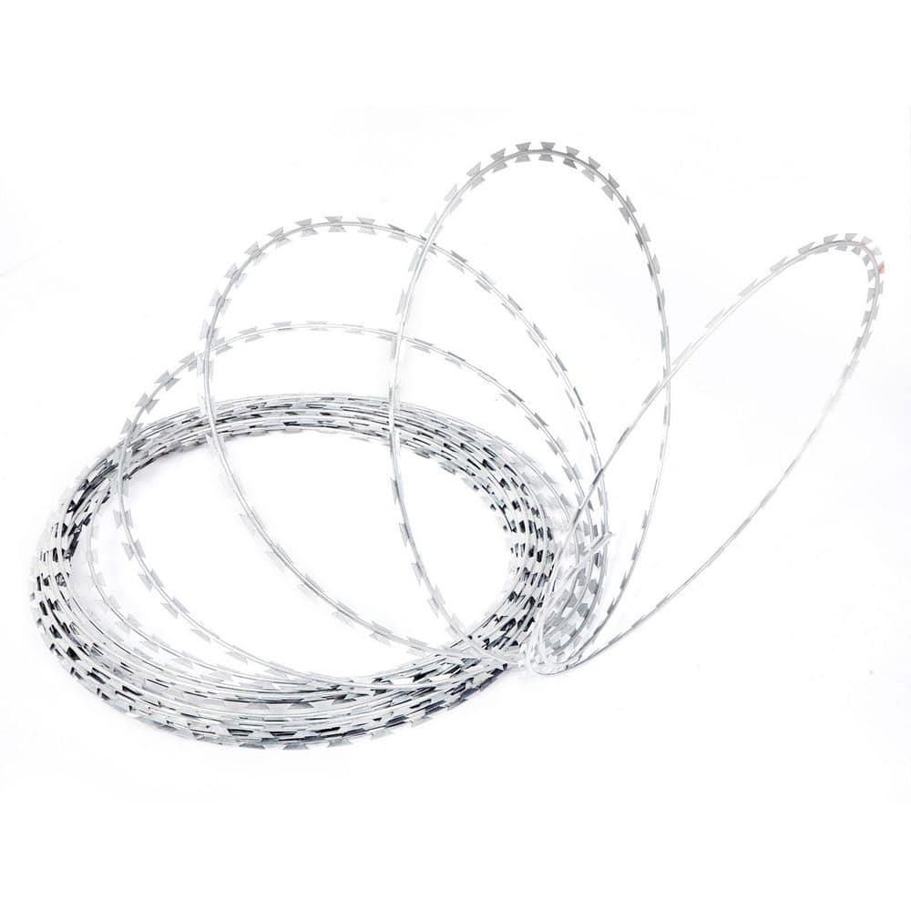 Jushua 19 in. H Steel Garden Fence, 246 ft. 5 Coils 49 ft Razor Wire ...