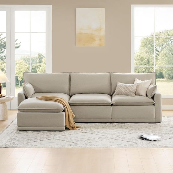 Spruce & Spring Kian 112.6 in.Square Arm Fabric Oversized 3-seat ...