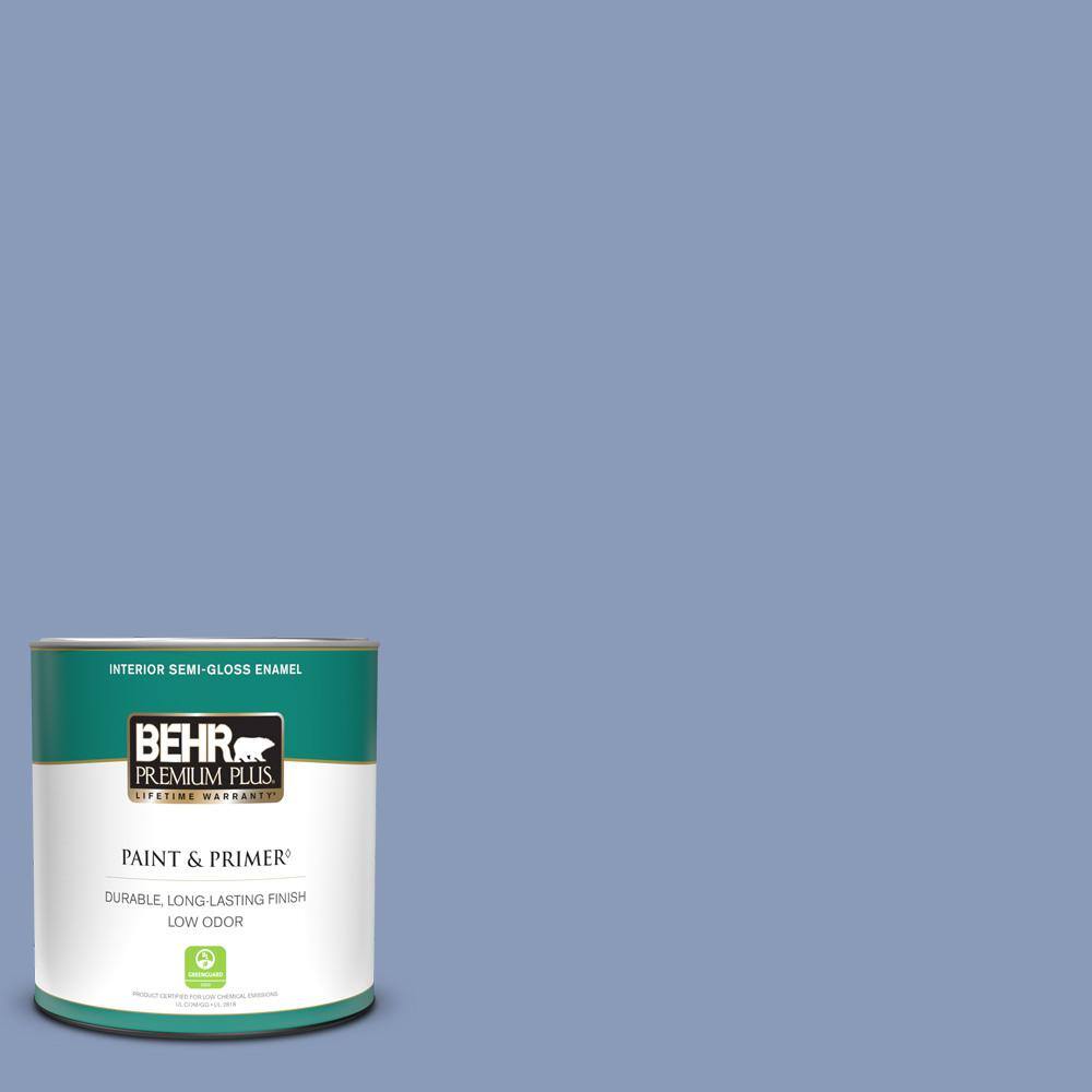 BEHR PREMIUM PLUS 1 qt. #610D-5 Blueberry Popover Semi-Gloss Enamel Low ...