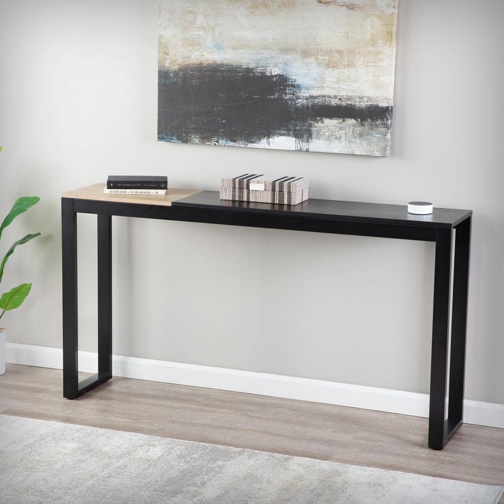 SEI FURNITURE Lydock Console 56 in. Black Standard Rectangle Wood ...