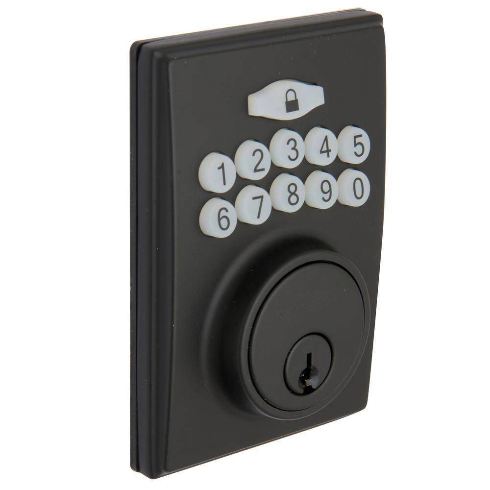 Defiant Square Matte Black Electronic Single Cylinder Keypad Deadbolt ...
