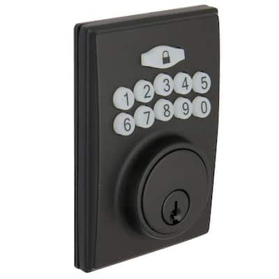 Defiant Square Matte Black Electronic Keypad Single Cylinder Deadbolt ...