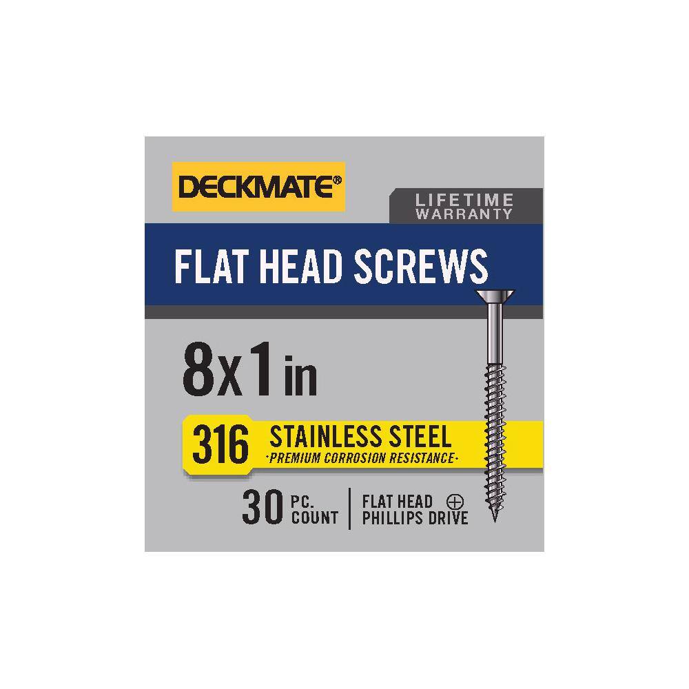 Deckmate MARINE GRADE STAINLESS STEEL #8 X 1 IN. FLAT HEAD PHILLIPS ...