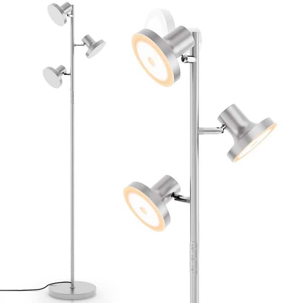 68 in. Silver Modern Dimmable LED Tree Floor Lamp Lamp-346 - The Home Depot