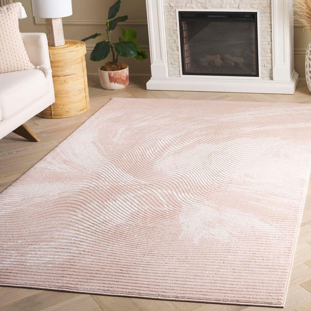 SAFAVIEH Revive 9 ft. x 12 ft. Pink/Ivory Solid Abstract Swirl Area Rug ...
