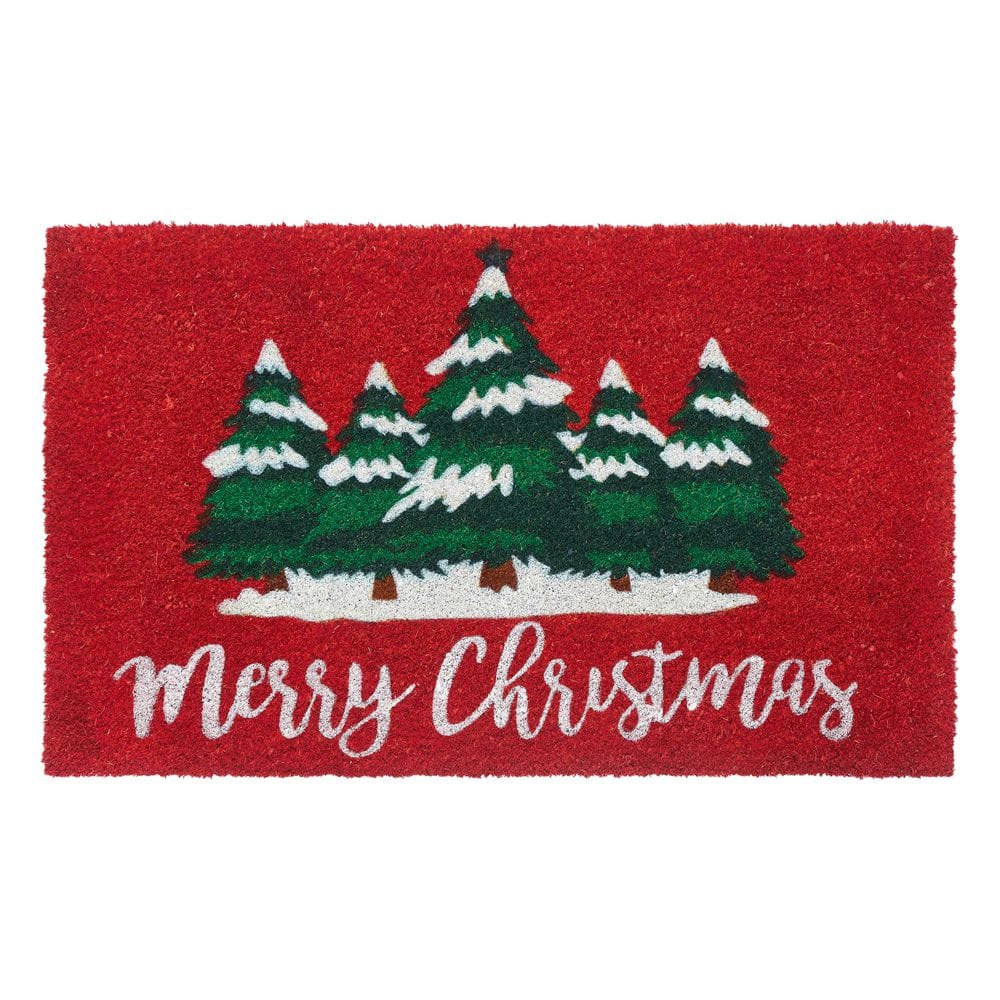 VCNY Home Merry Christmas Snow Trees Multi 18 in. x 30 in. Coir Printed ...