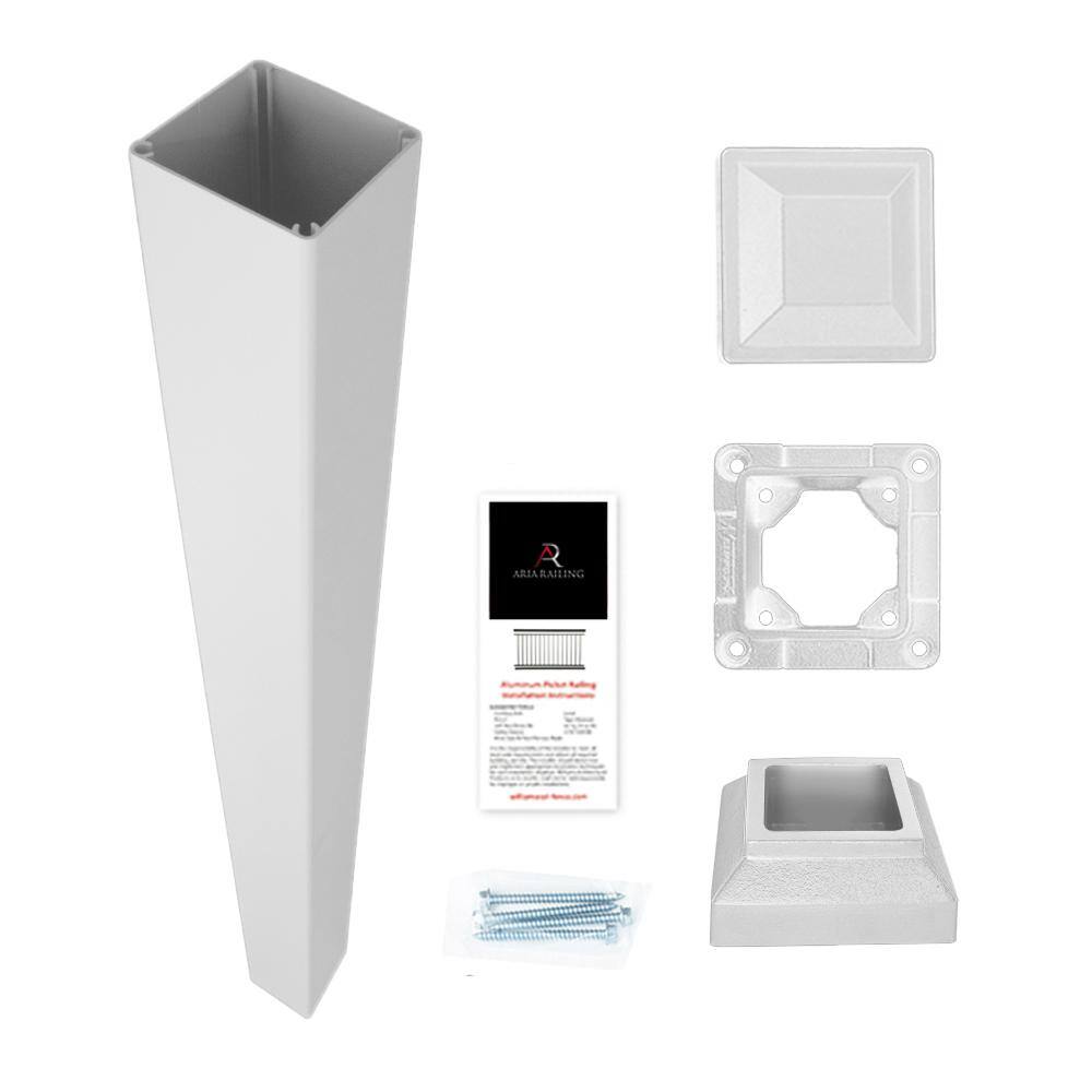 Aria Railing 3 in. x 3 in. x 48 in. White Powder Coated Aluminum Deck ...