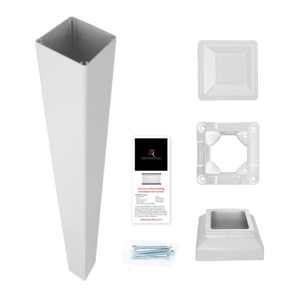 Aria Railing 3 in. x 3 in. x 48 in. White Powder Coated Aluminum Deck ...