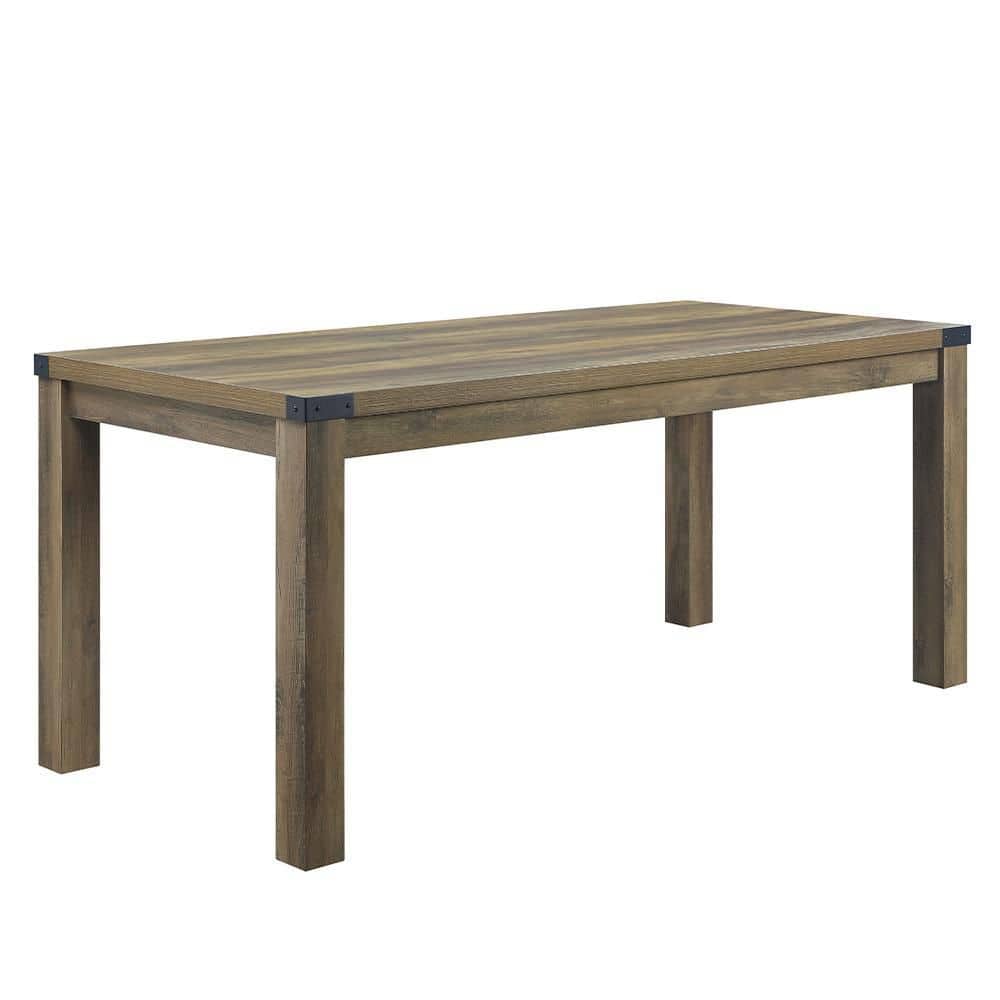 Acme Furniture Abiram 71 in. Rectangle Rustic Oak Finish Wood Seats-6 ...