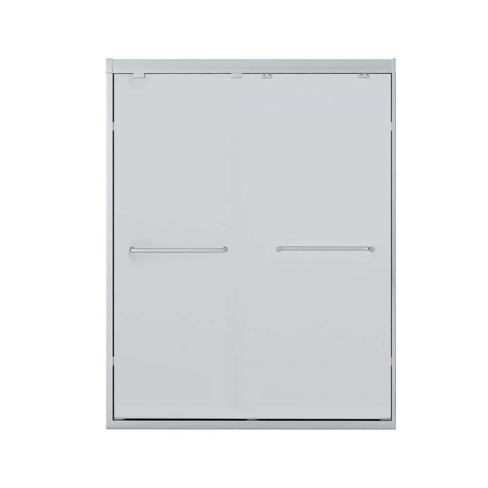 TCYO 60 in. W x 76 in. H Framed Double Sliding Shower Doors in Silver ...