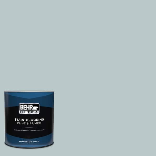 BEHR ULTRA 1 qt. #N470-2A Dusted Blue Satin Enamel Exterior Paint and ...