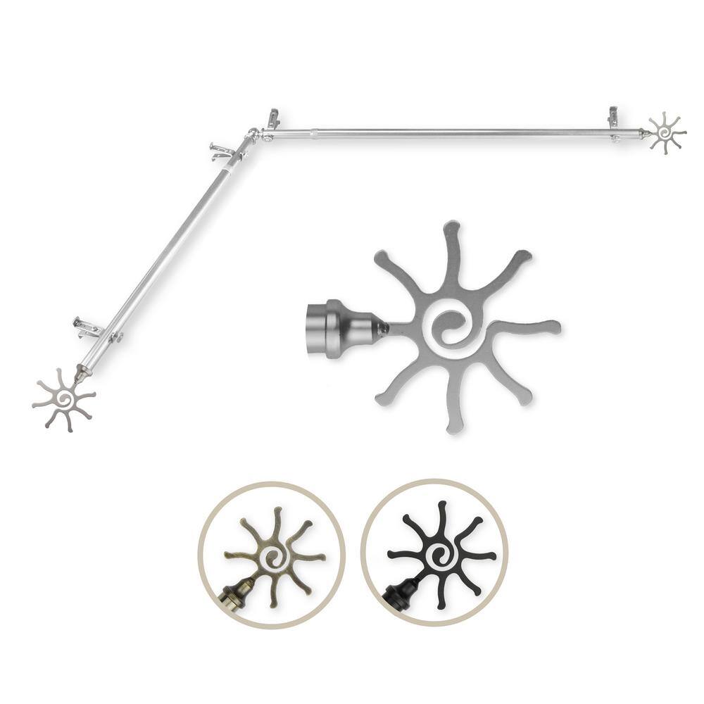 66 in. to 120 in. 13/16 in. Adjustable Corner Window Curtain Rod in ...